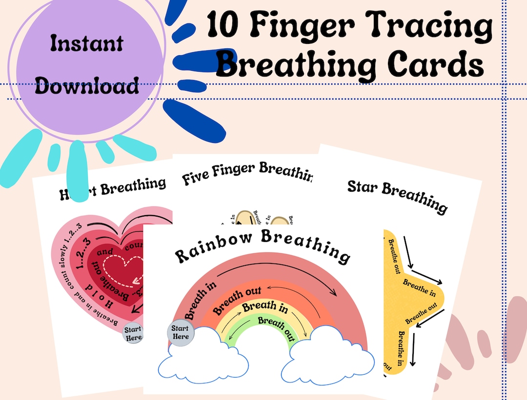 Finger Tracing Calm Down Cards, Mindfulness Breathing Cards, Calm Down ...