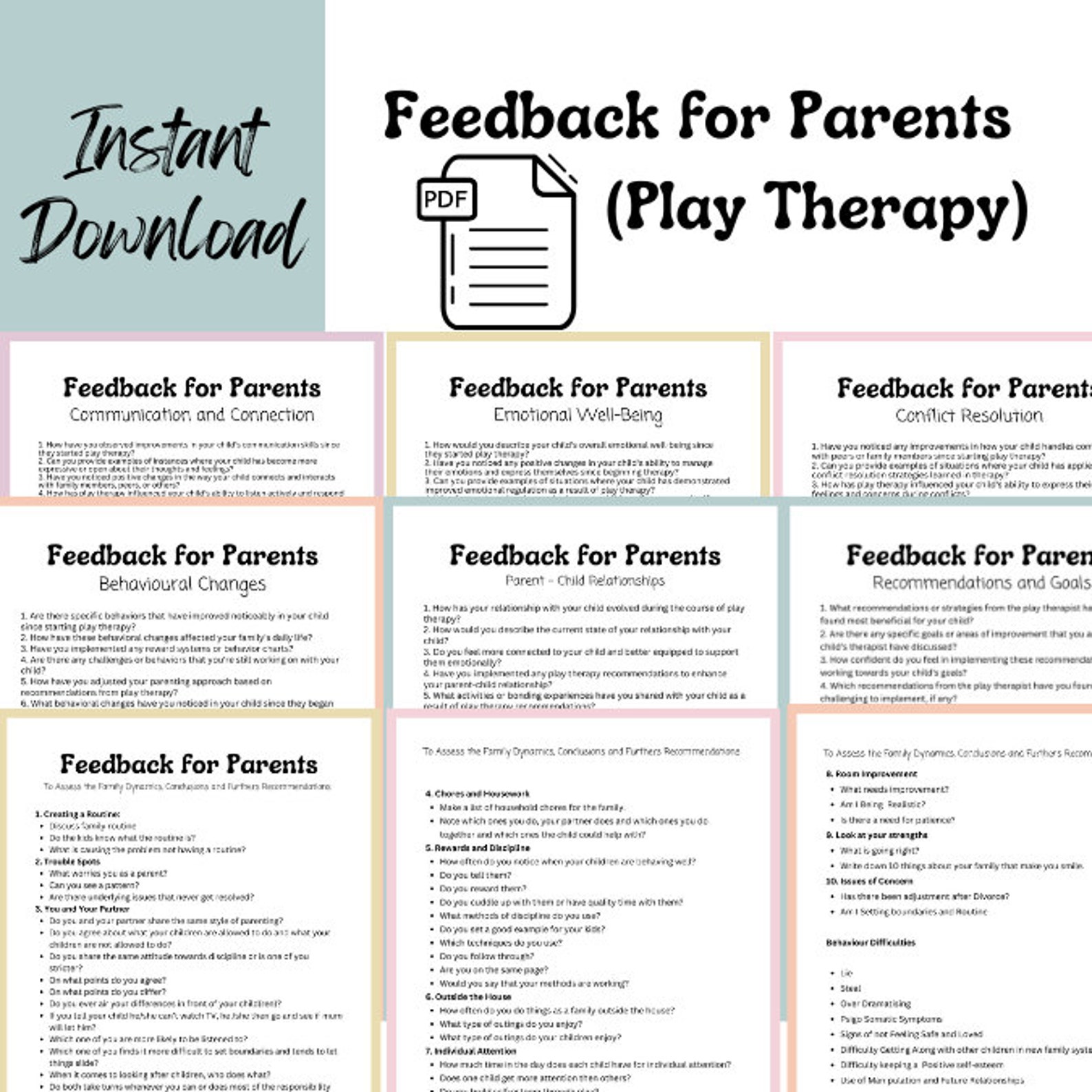 Play Therapy Feedback Questions: Parent Handout (PDF) - Etsy