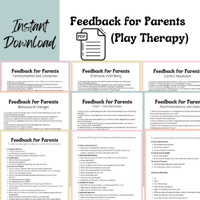 Play Therapy Questions for Feedback, Child Therapy, Open-ended Feedback ...