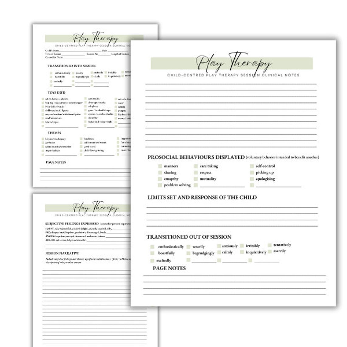 Child Centered Play Therapy Session Notes: Therapist Tool (digital ...