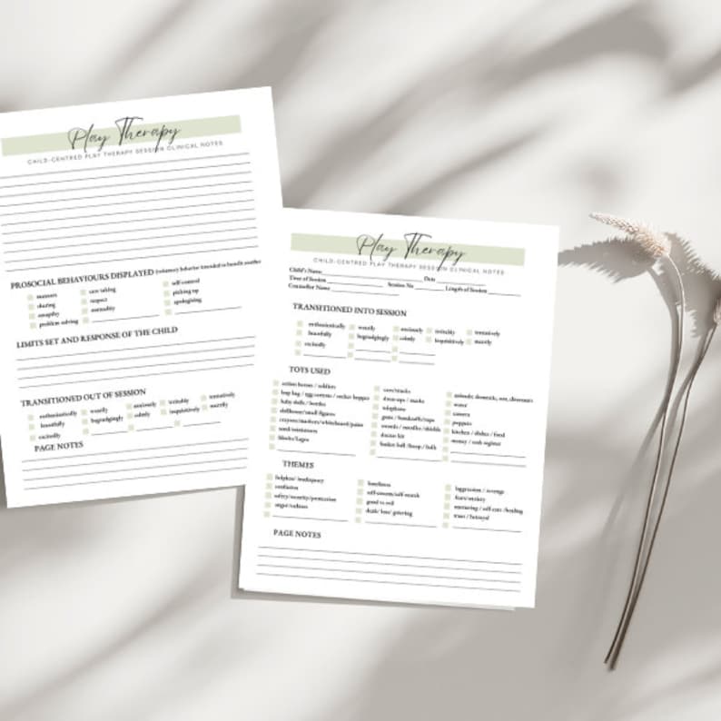 Child Centered Play Therapy Session Notes: Therapist Tool (digital ...