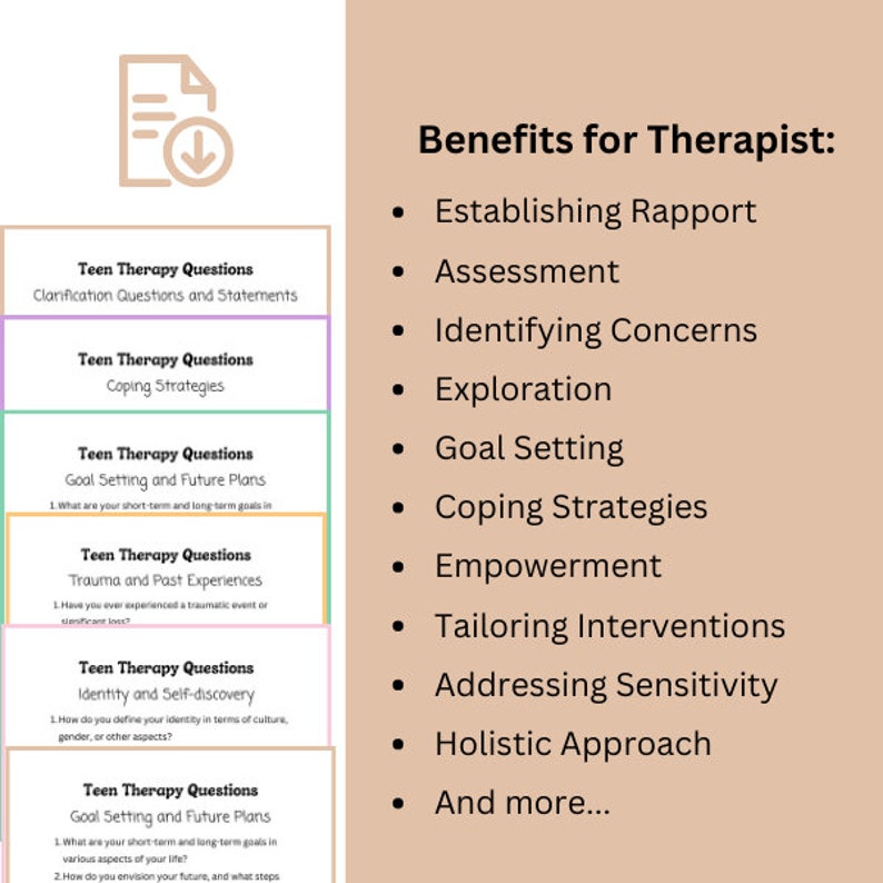 Teen Therapy Questions Cheat Sheet | Essential Counseling Conversation ...