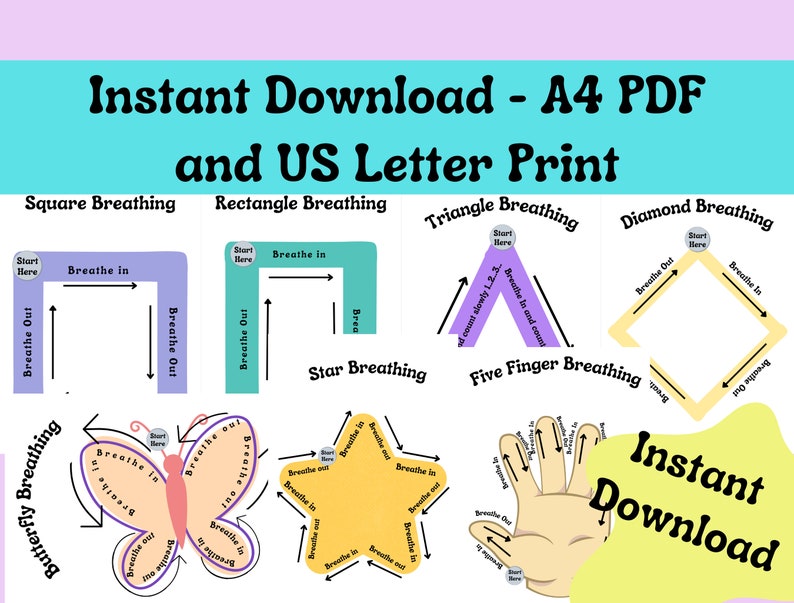 Finger Tracing Calm Down Cards, Mindfulness Breathing Cards, Calm Down ...