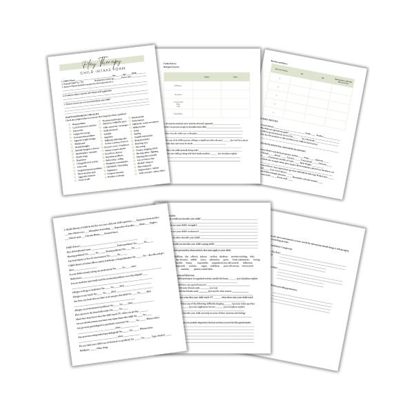 Child Play Therapy Intake Form Template – PDF for Therapists ...