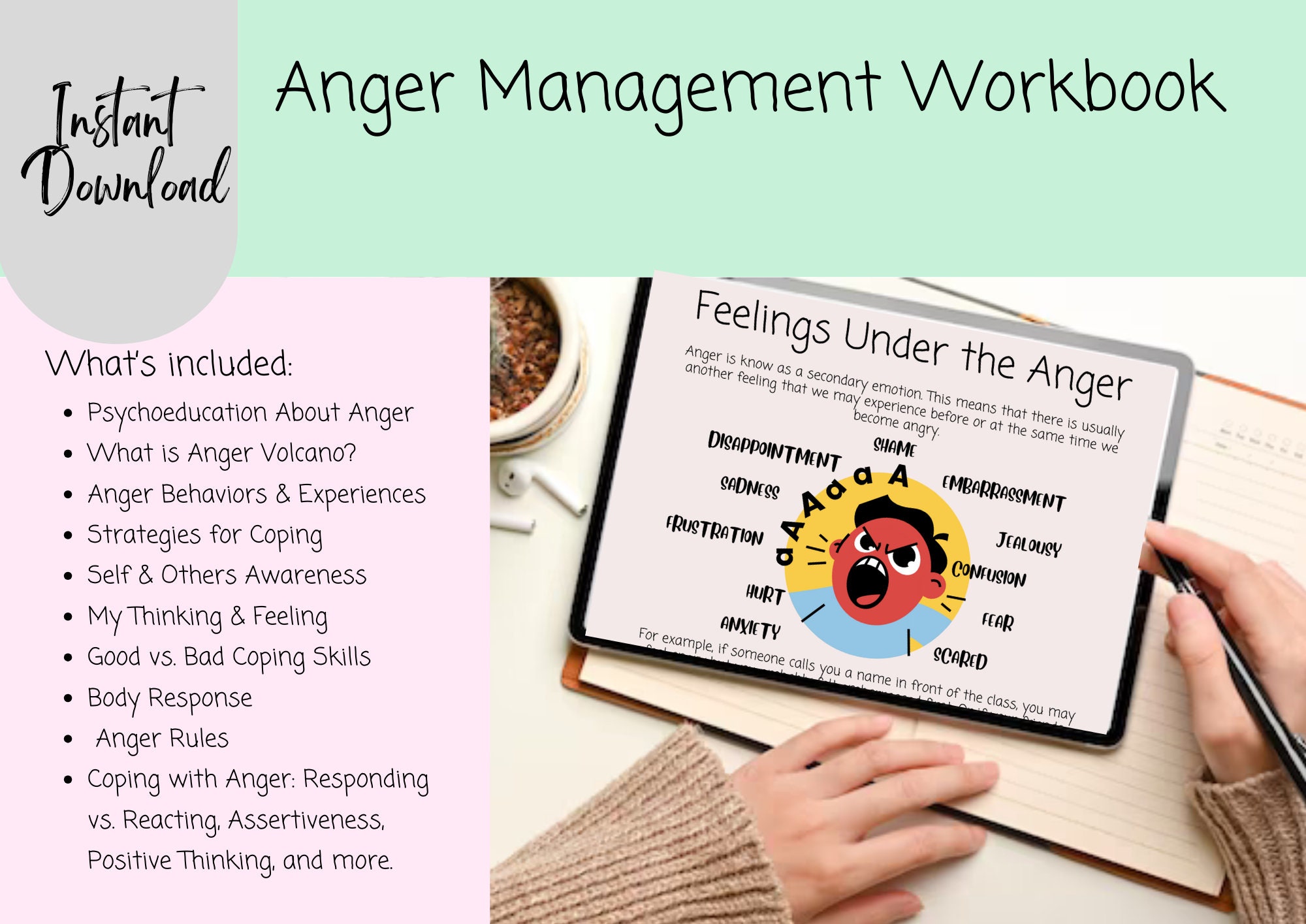 Anger Management Workbook for Kids, Anger Worksheets for Kids ...