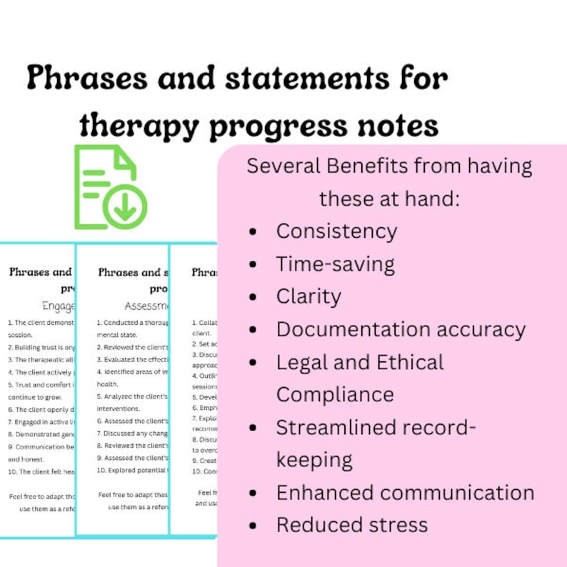 Therapy Progress Note Phrases – 500+ Clinical Verbiage for Counseling ...