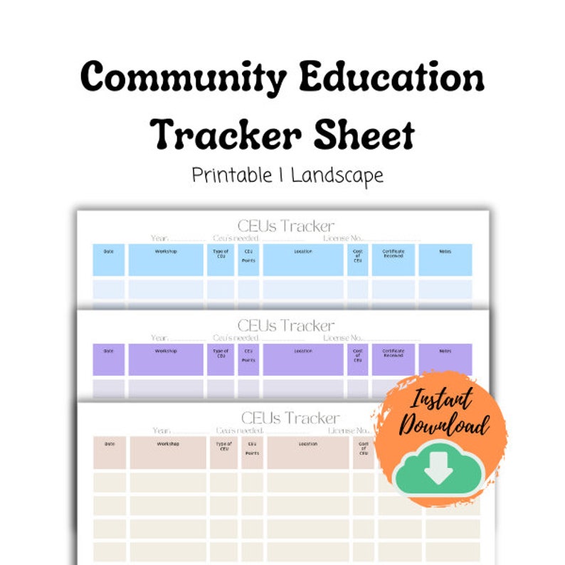 CEU Tracker Sheet: Professional Development Log (PDF) - Etsy