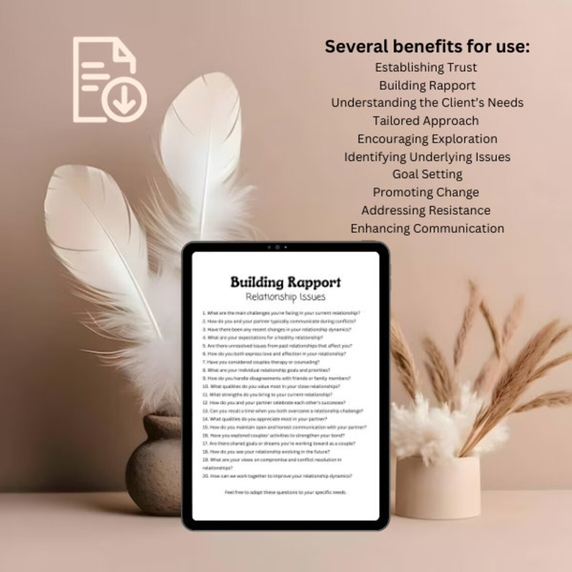 Therapist Client Rapport Questions: Counseling Cheat Sheet (PDF ...