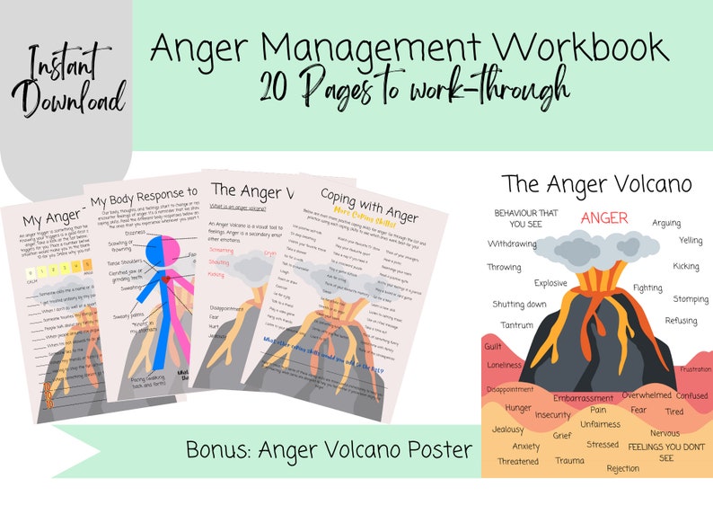 Anger Management Workbook for Kids, Anger Worksheets for Kids ...