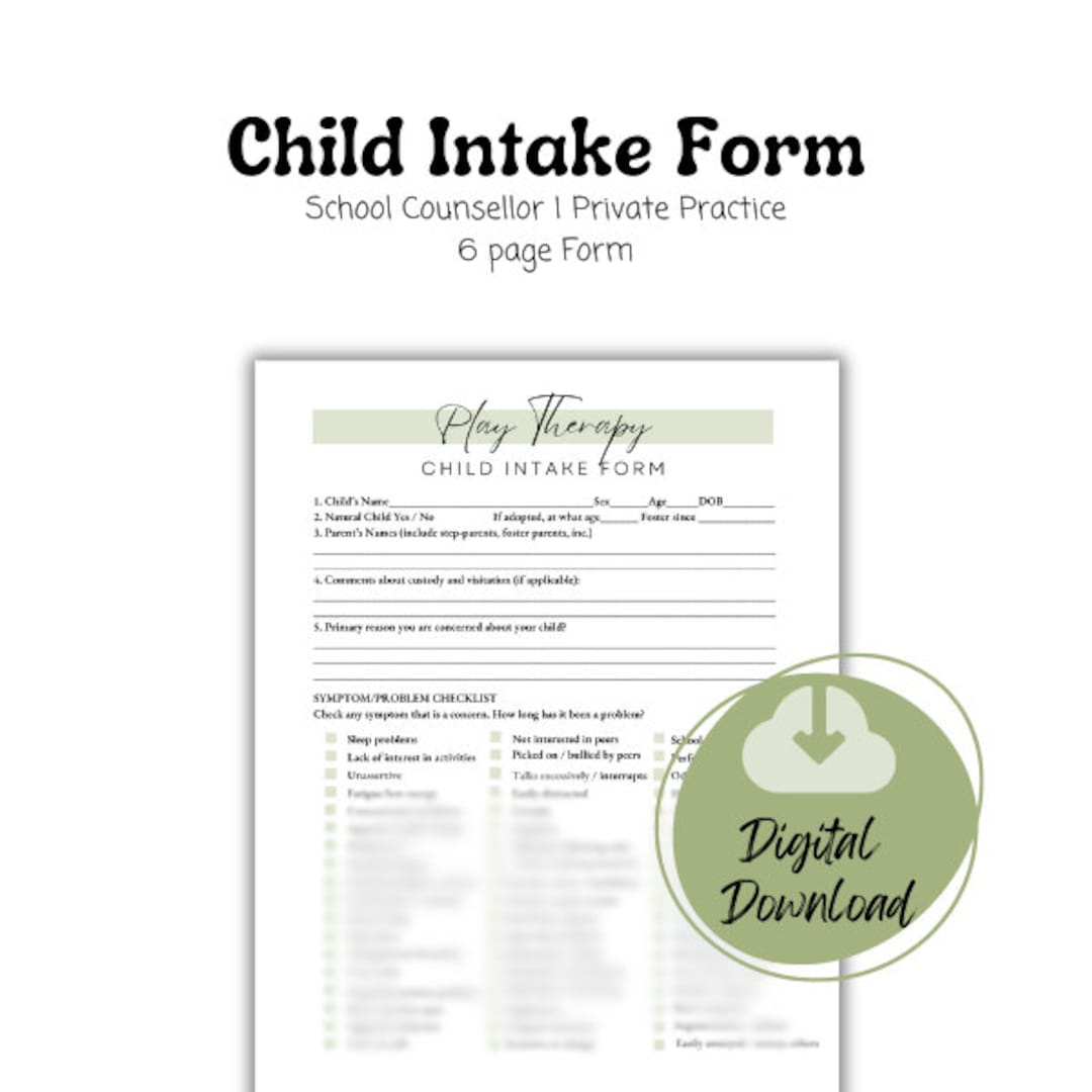 Child Intake Form, Personalised Health Record, Information Sheet ...