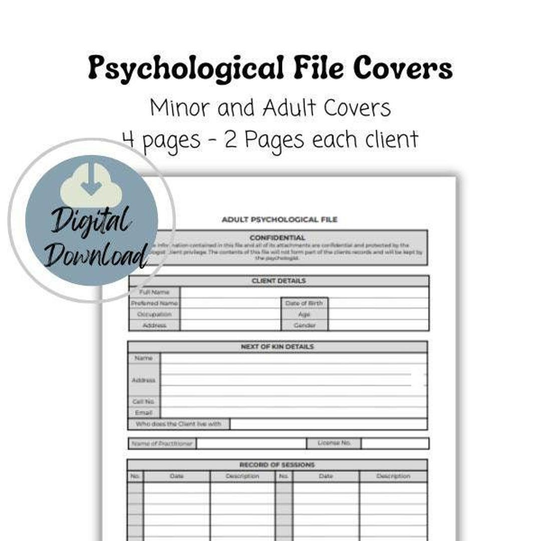 Psychological Client File Cover, Therapy, Therapist Tool, Intake Forms ...