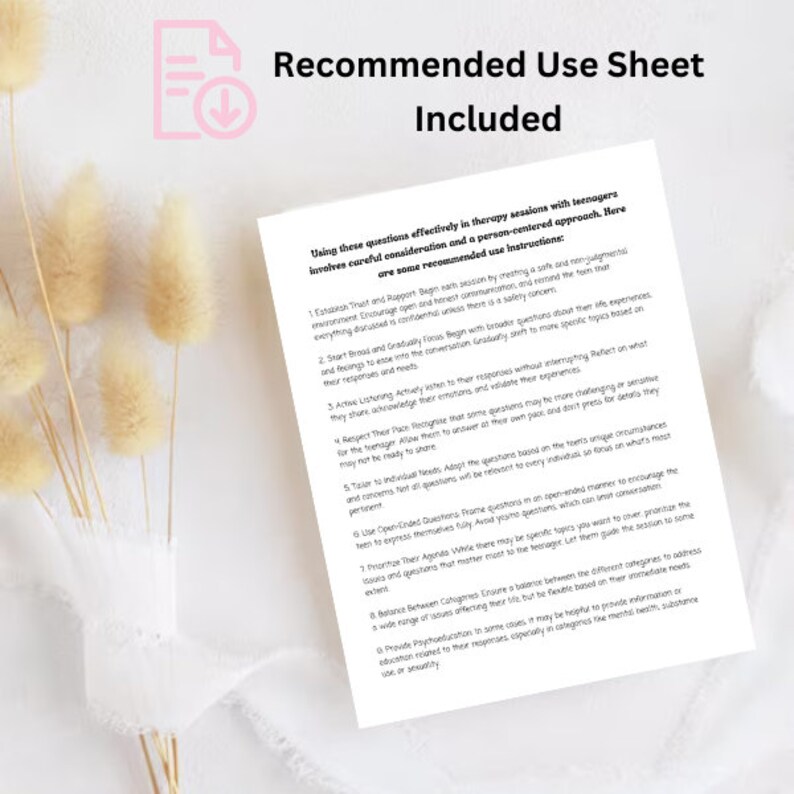 Teen Therapy Questions Cheat Sheet | Essential Counseling Conversation ...