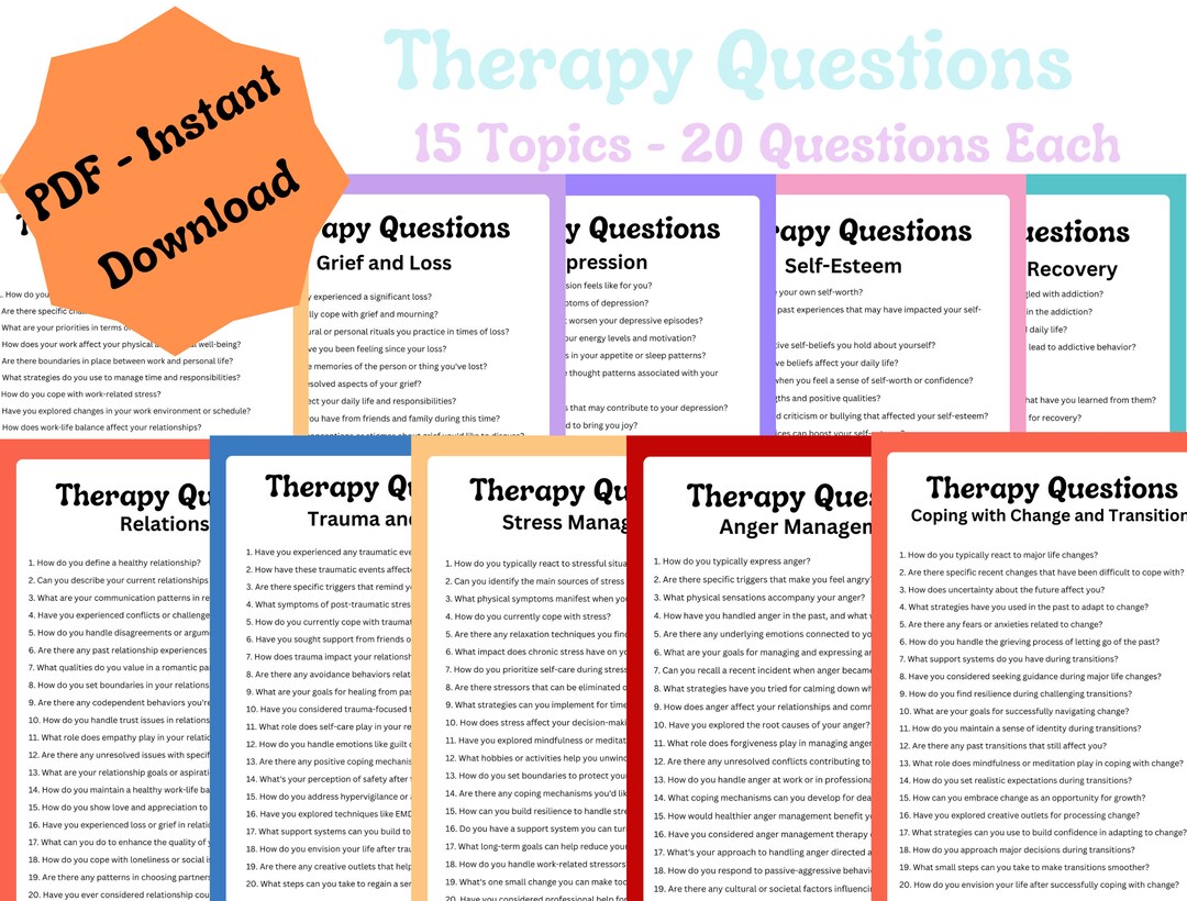Therapy Session Questions – 15 Themes × 20 Open-ended Prompts for ...