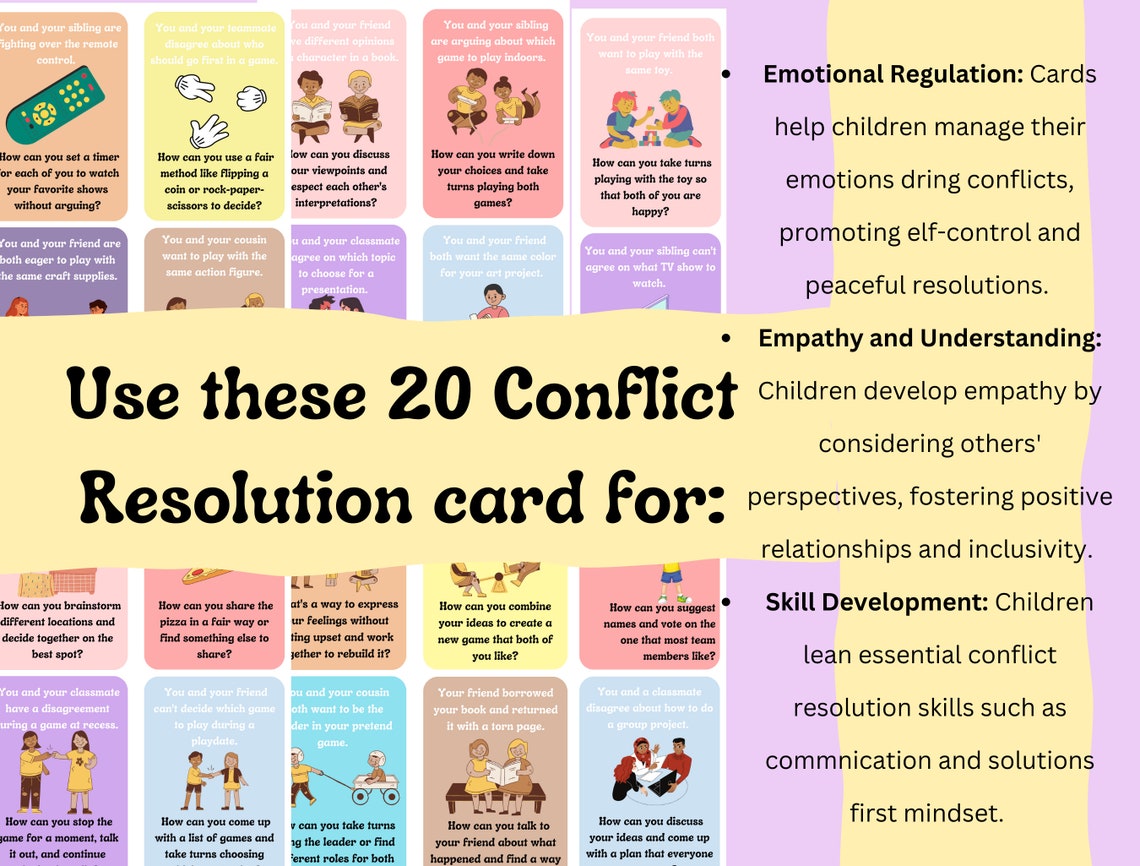 Conflict Resolution Cards for Kids, Restorative Justice Tool, Social ...