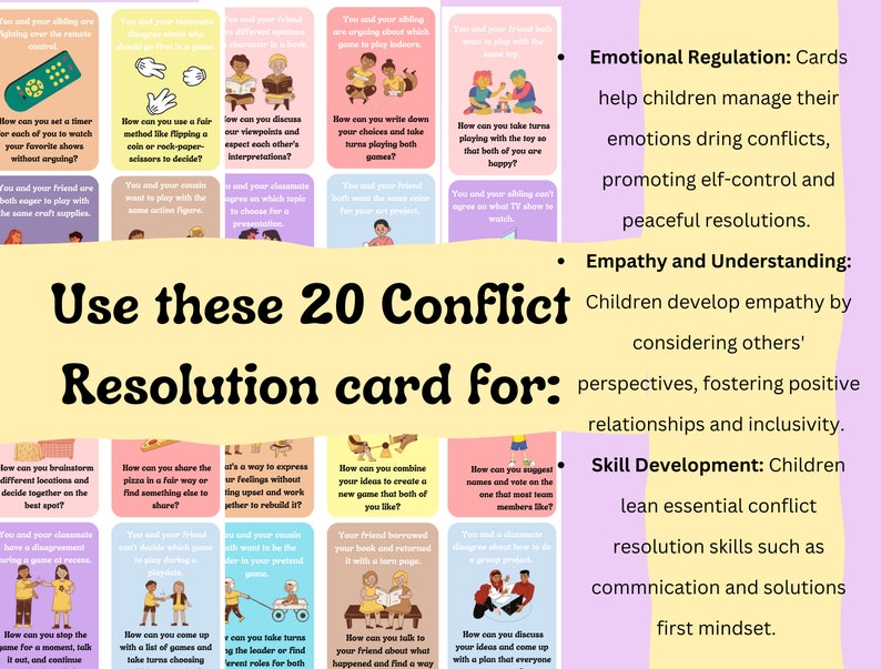 Conflict Resolution Cards for Kids, Restorative Justice Tool, Social ...