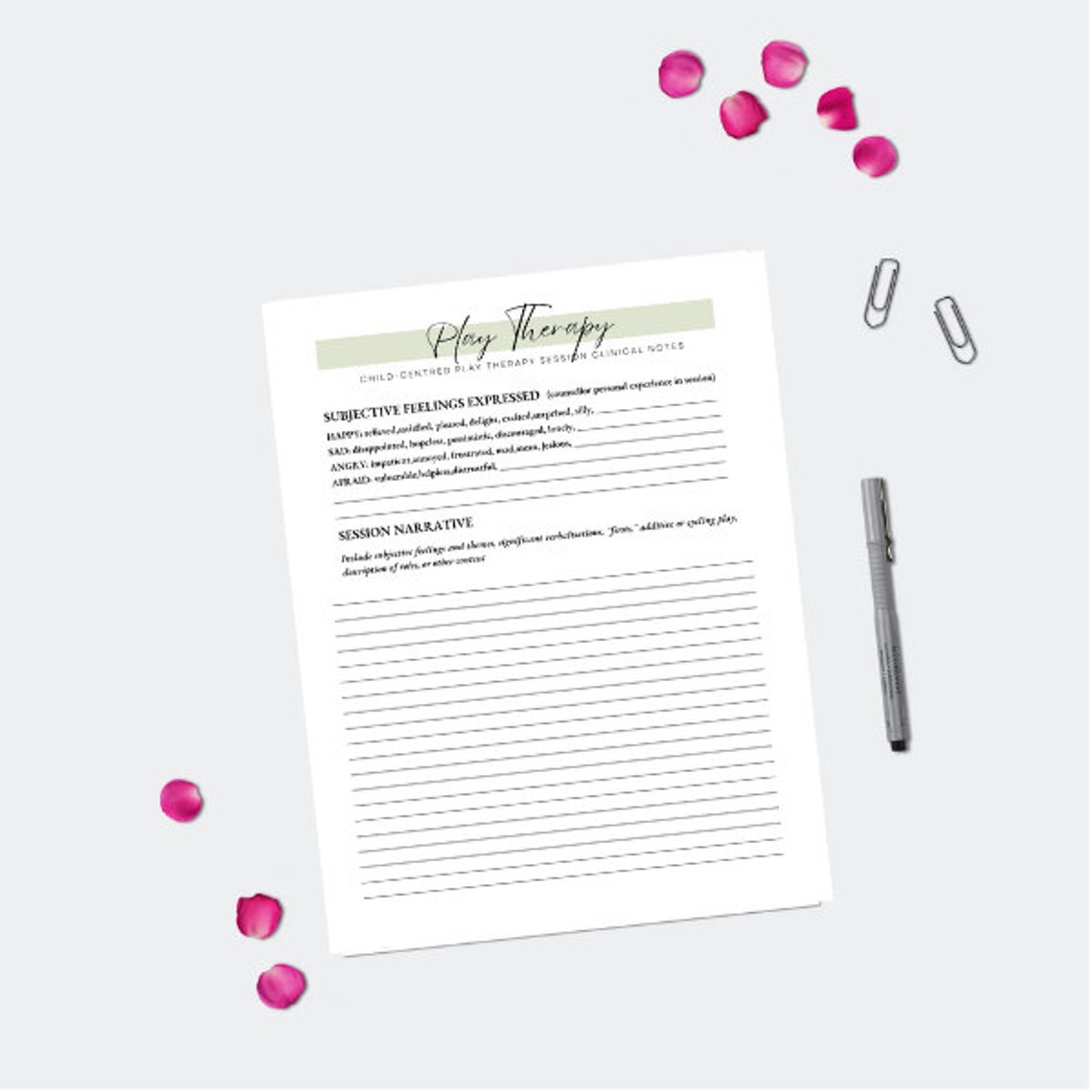 Child Centered Play Therapy Session Notes: Therapist Tool (digital ...