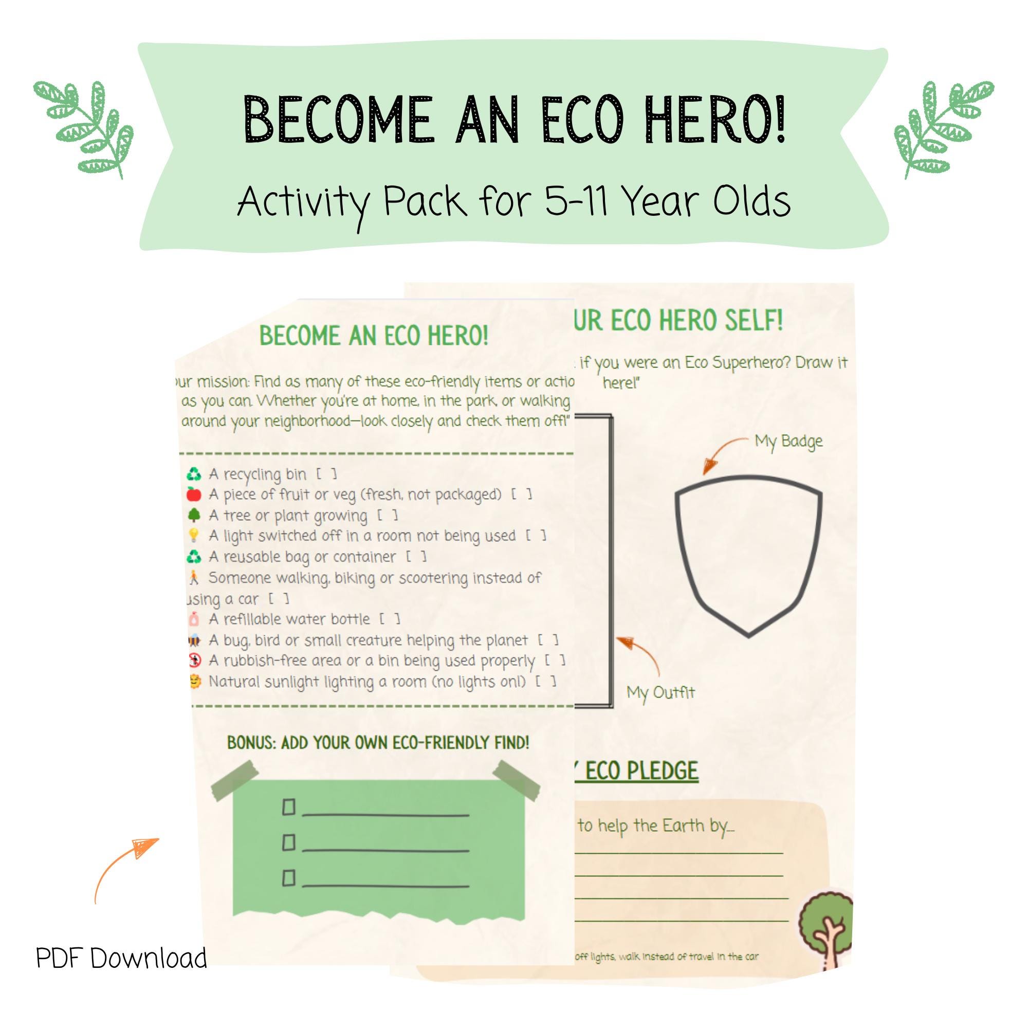 Eco Scavenger Hunt Activity Pack for Kids | Printable Eco Hero Pledge ...