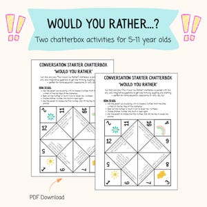 Would You Rather Chatterbox Printable | Paper Fortune Teller Game for ...