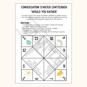 Would You Rather Chatterbox Printable | Paper Fortune Teller Game for ...