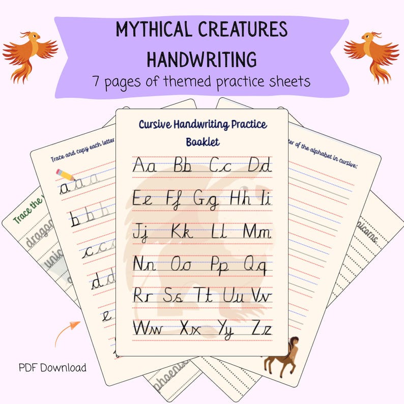Mythical Creatures Cursive Handwriting Booklet | Fun Handwriting ...