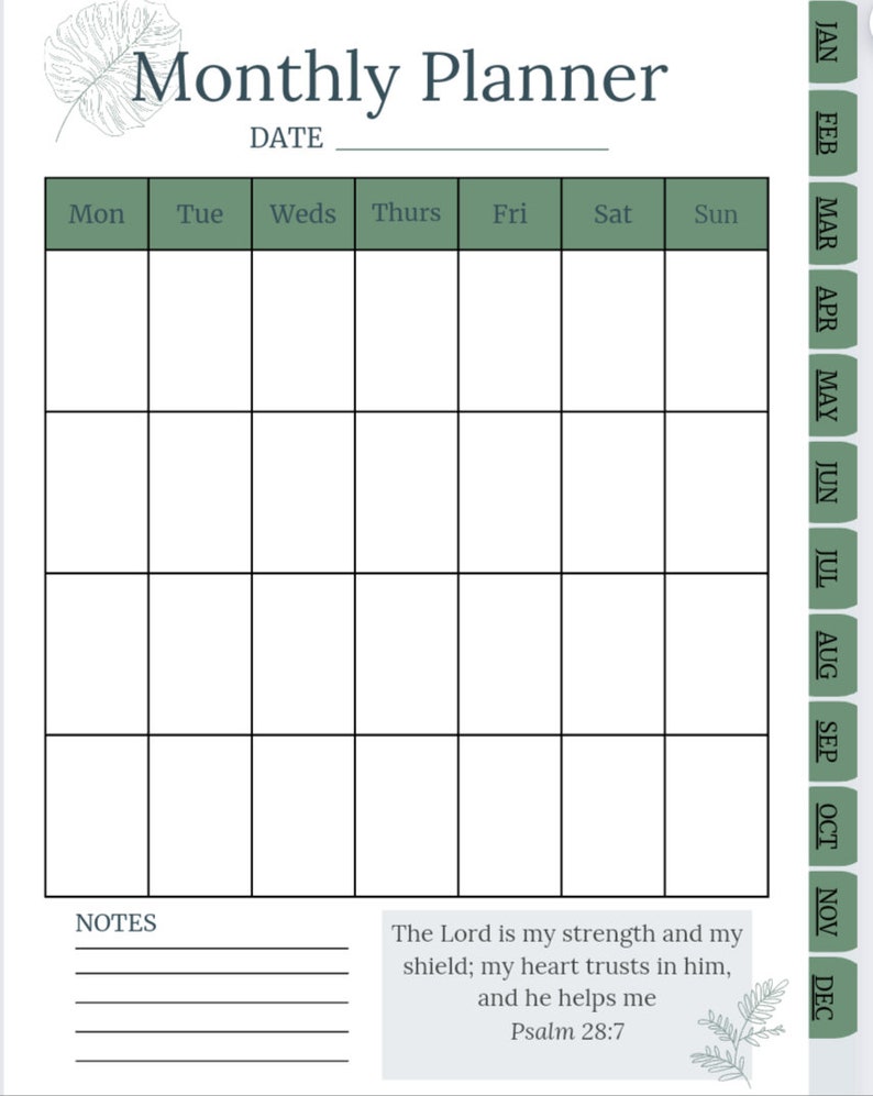 Christian Monthly Digital Planner, Bible Verse Planner, Faith-based ...