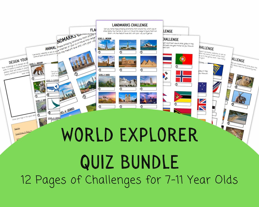 World Explorer Quiz Bundle Printable | Geography Worksheets for Kids 7 ...
