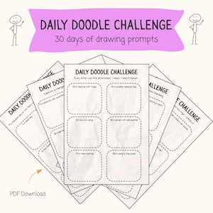 30 Daily Doodle Prompts for Kids | Printable Drawing Challenge ...