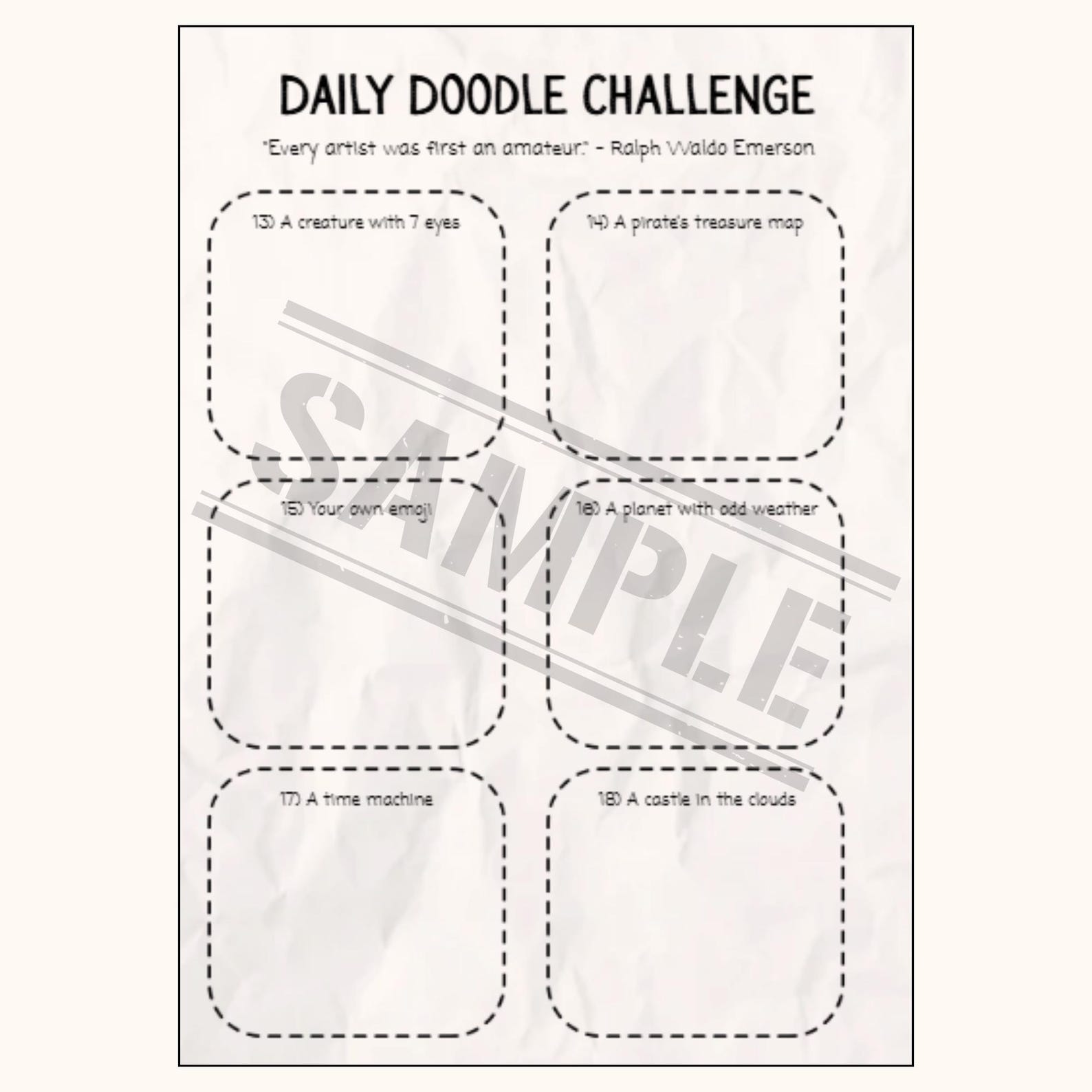 30 Daily Doodle Prompts for Kids | Printable Drawing Challenge ...