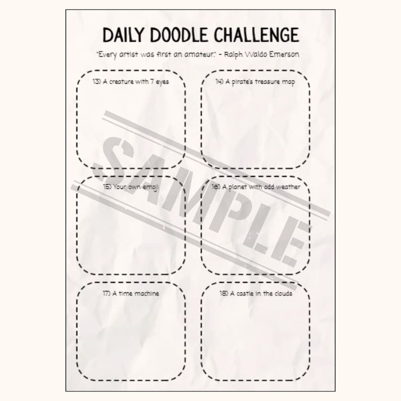 30 Daily Doodle Prompts for Kids | Printable Drawing Challenge ...