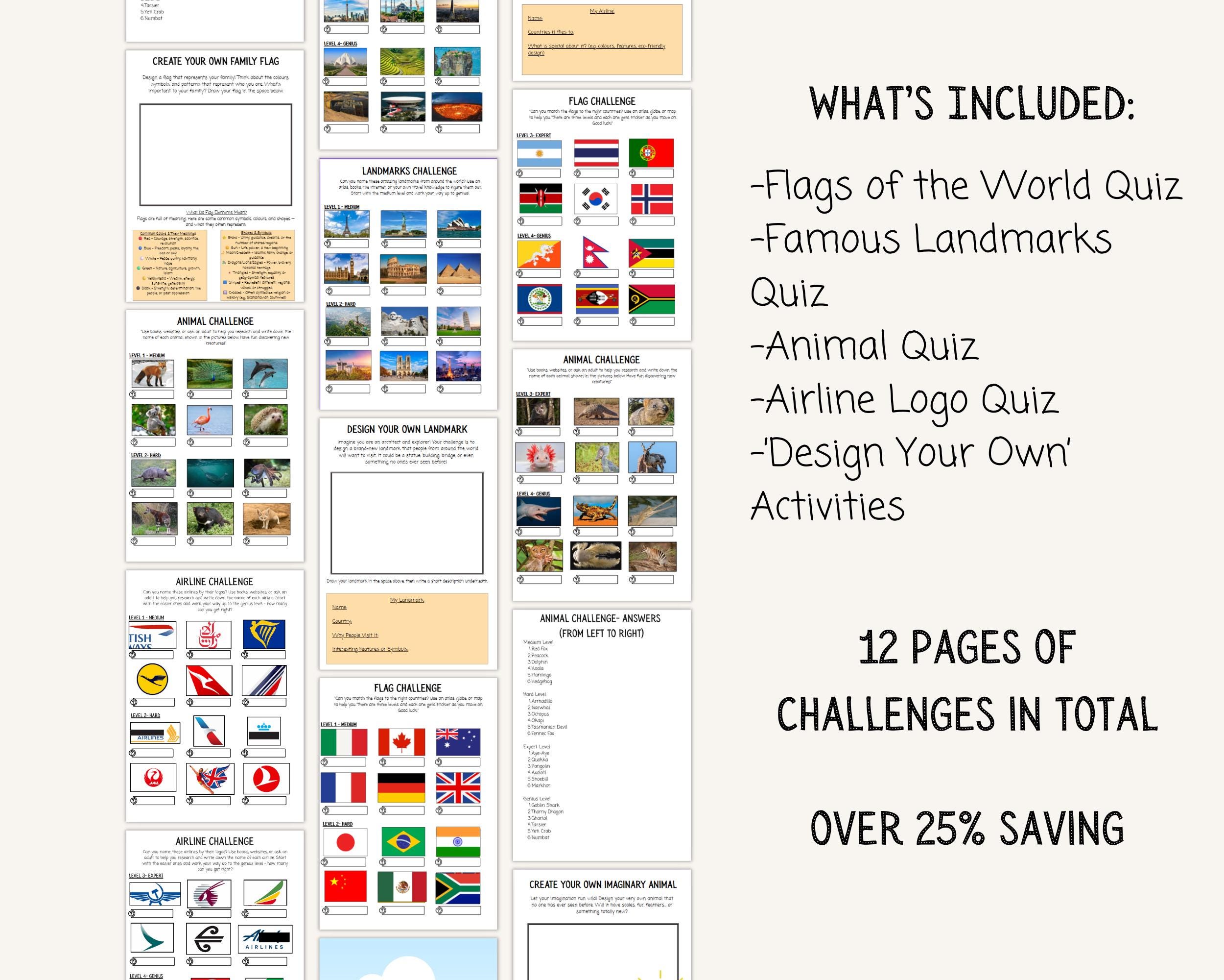 World Explorer Quiz Bundle Printable | Geography Worksheets for Kids 7 ...