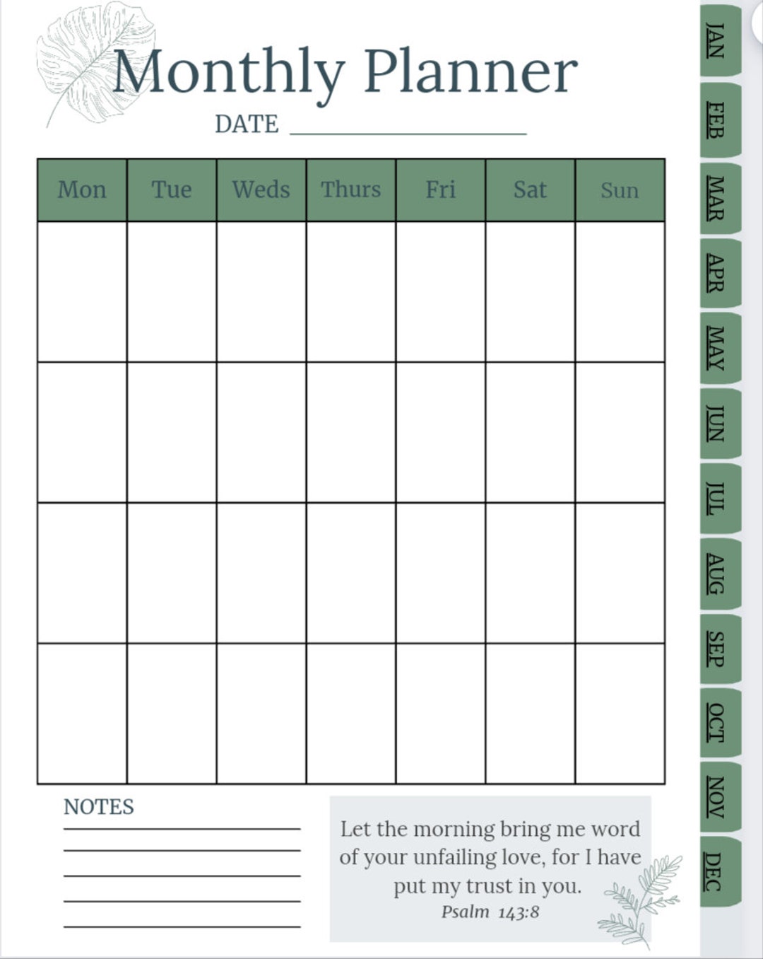 Christian Monthly Digital Planner, Bible Verse Planner, Faith-based ...