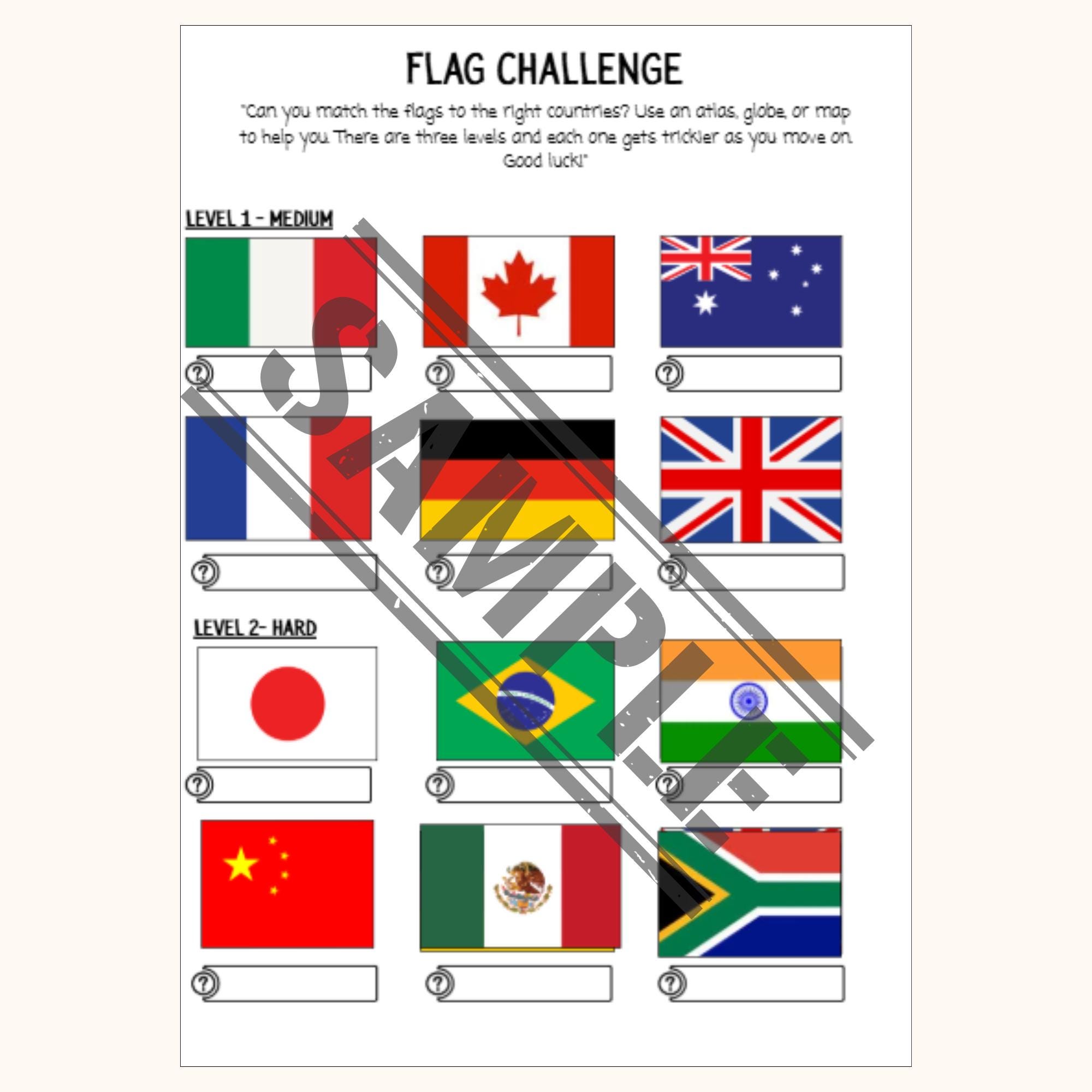 Flag Quiz Worksheet for Kids | Printable World Flags Activity ...