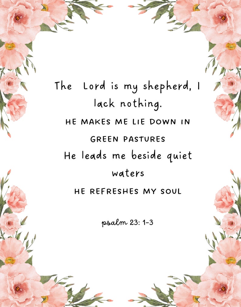 Psalm 23 Digital Download Print, Bible Verse Art, Christian Wall Decor ...