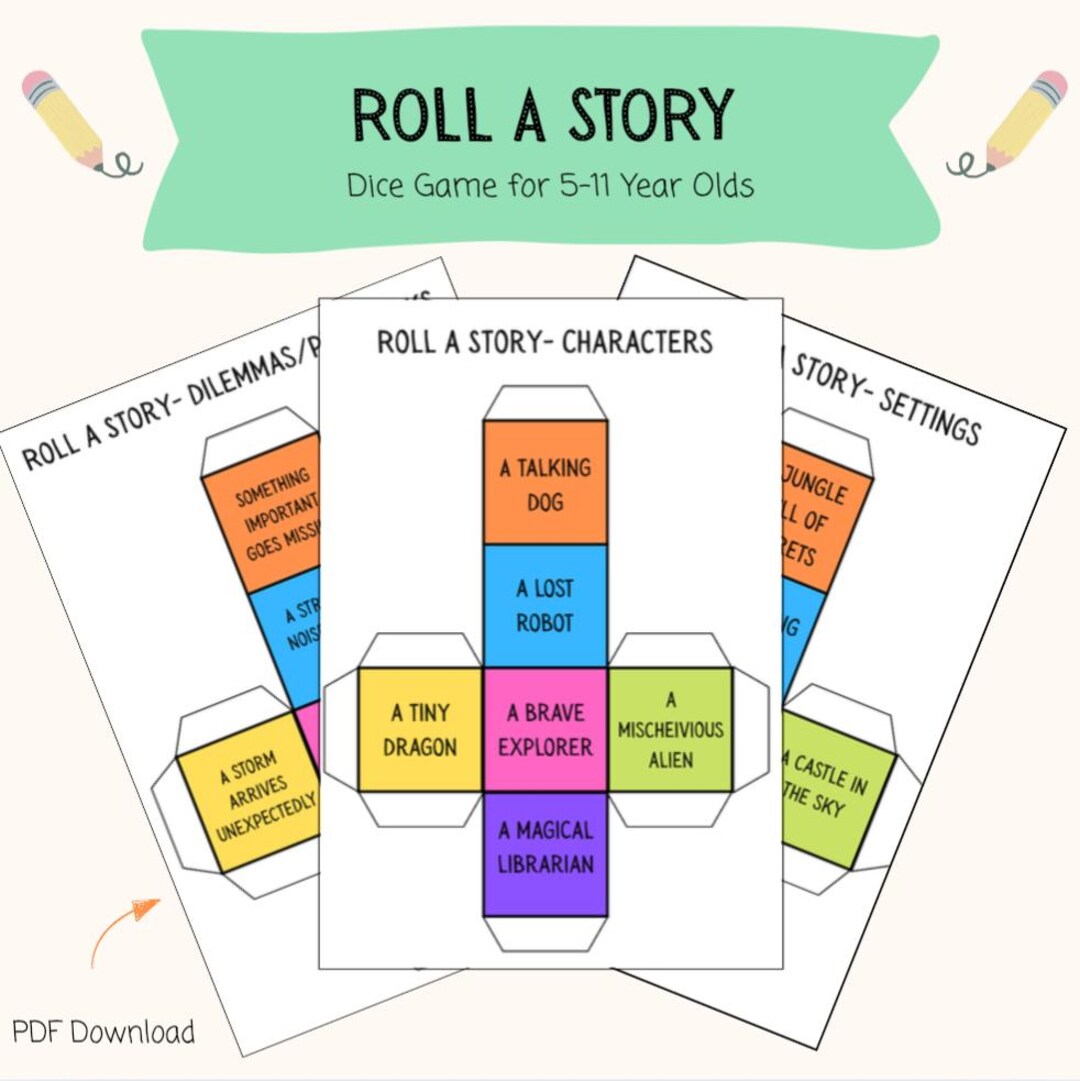 Roll a Story Starter Printable Dice Game | Creative Writing Prompts for ...