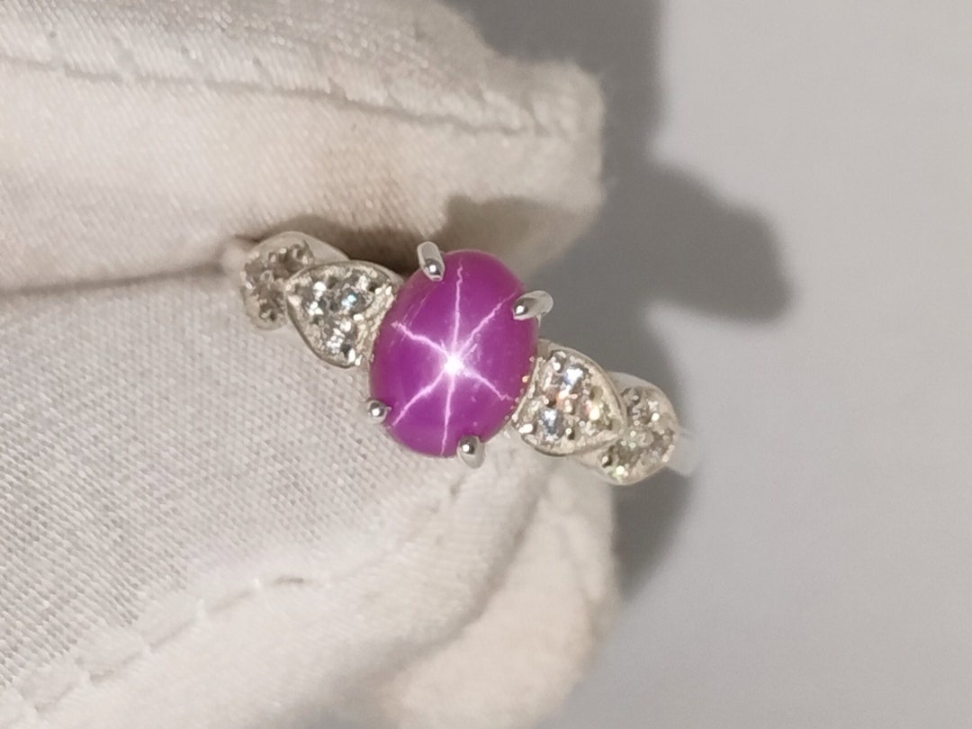 Vintage Pink Star Sapphire Ring, Pink Lindy Star Ring, 925 Sterling ...