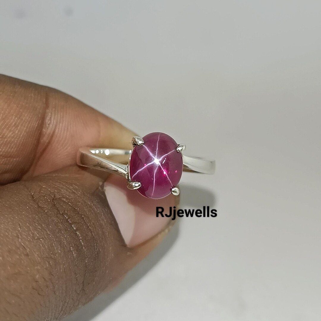 Handmade Sterling Silver Red Star Ruby Ring: Minimalist Gemstone ...