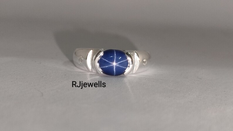 Blue Star Men's Ring, Lindy Star Ring, Handmade Ring, Solitaire Ring, Fathers Day Gift, 925 ...