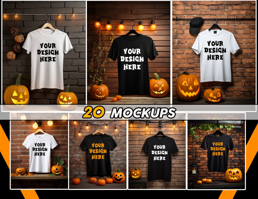 Halloween T-shirt Mockup Bundle, White, Black, Bella Canvas Bundle 3001 ...