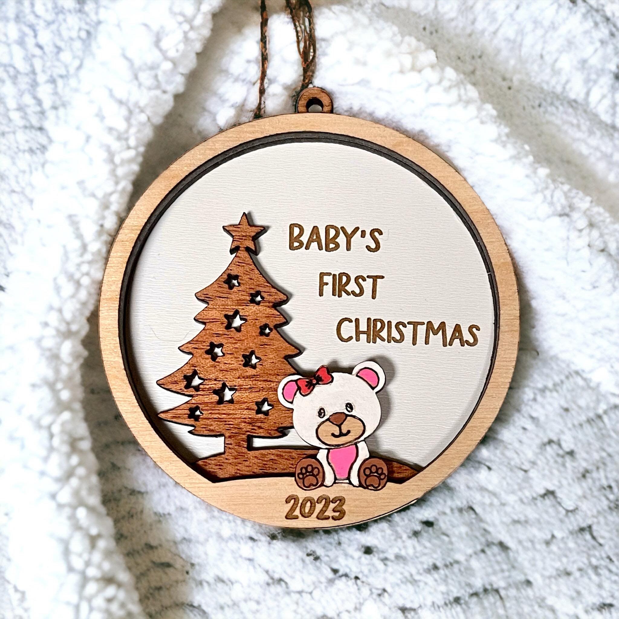 First Christmas Teddy Bear SVG Christmas Ornament Laser Cut File - Etsy