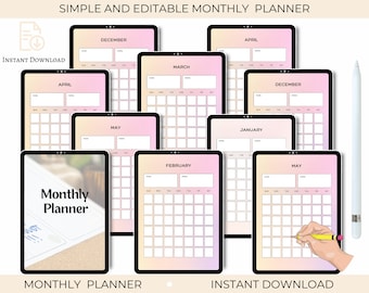 Monthly Goal Planner Printable, Monthly Goal Setting Template, Monthly ...