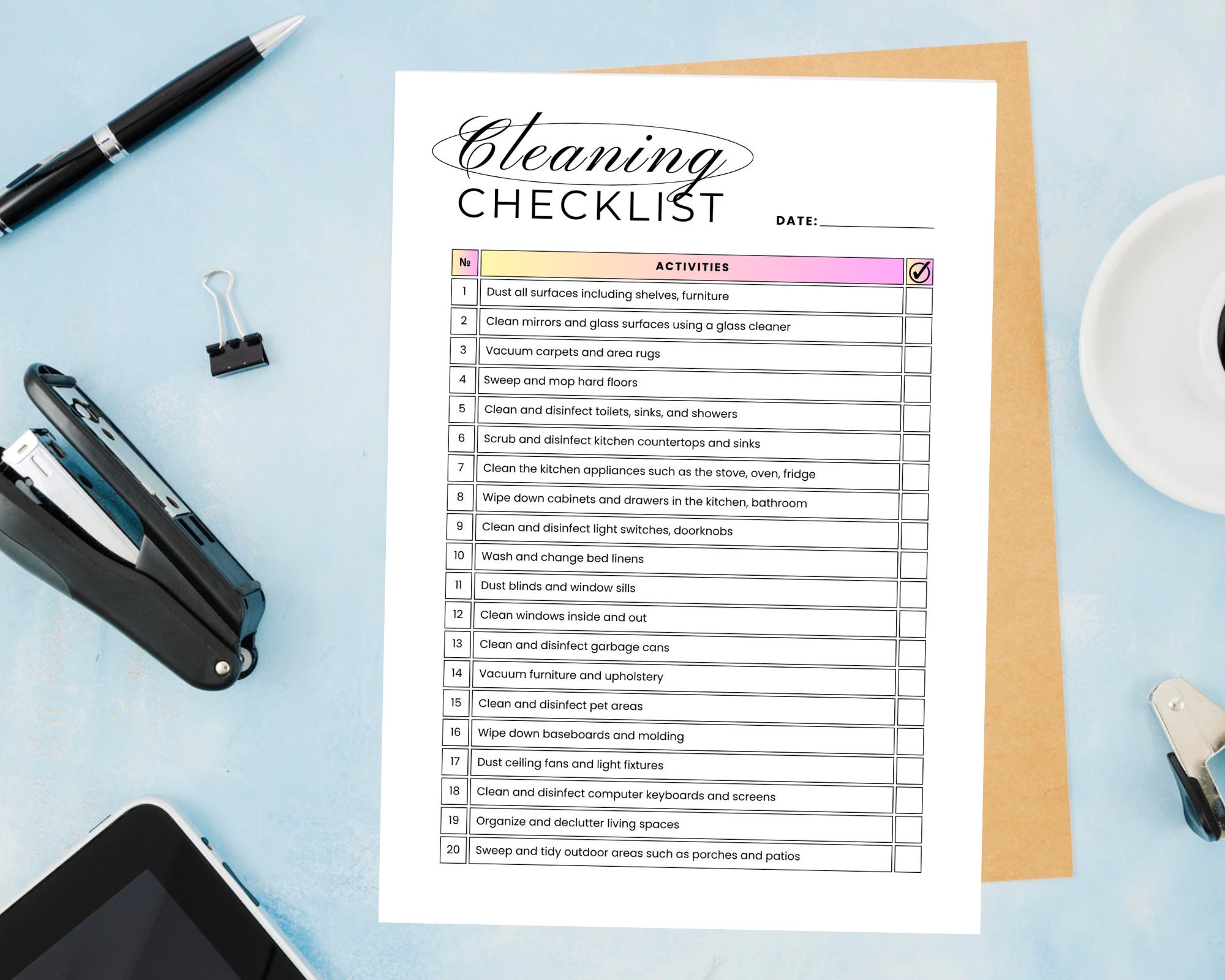 Cleaning Checklist: Customizable Canva Template (PDF) - Etsy