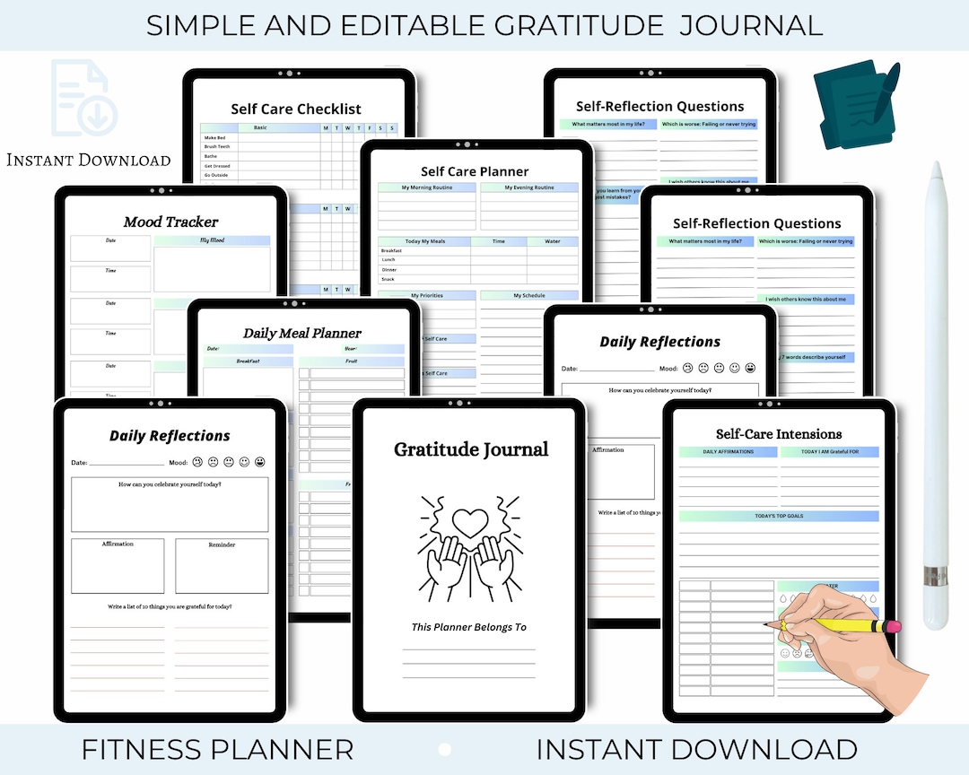Editable Gratitude Journal | Daily Gratitude Template | Self Care ...
