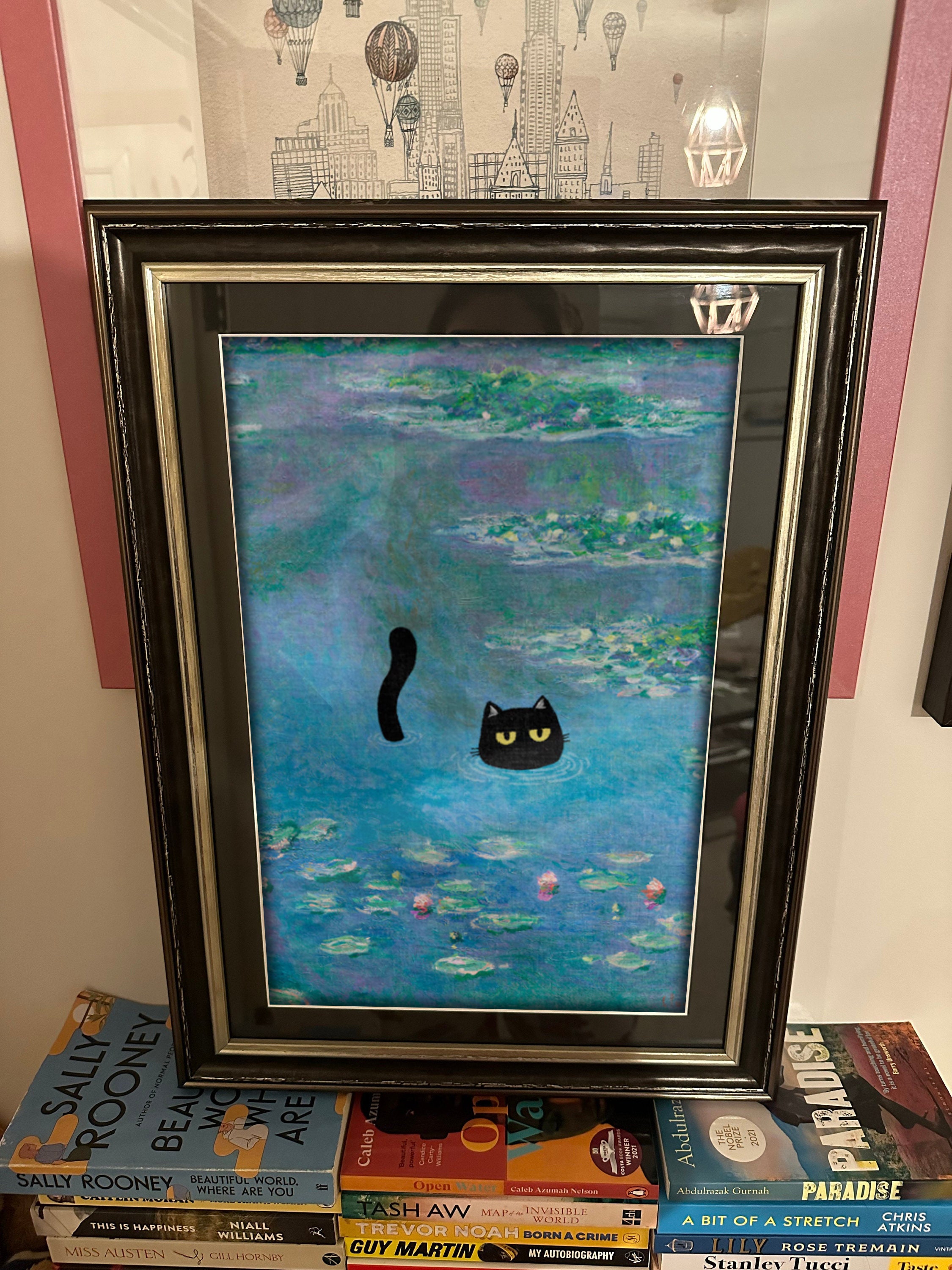 Monet Waterlily Cat Poster, Claude Monet Cat Print, Cat Art, Animal ...