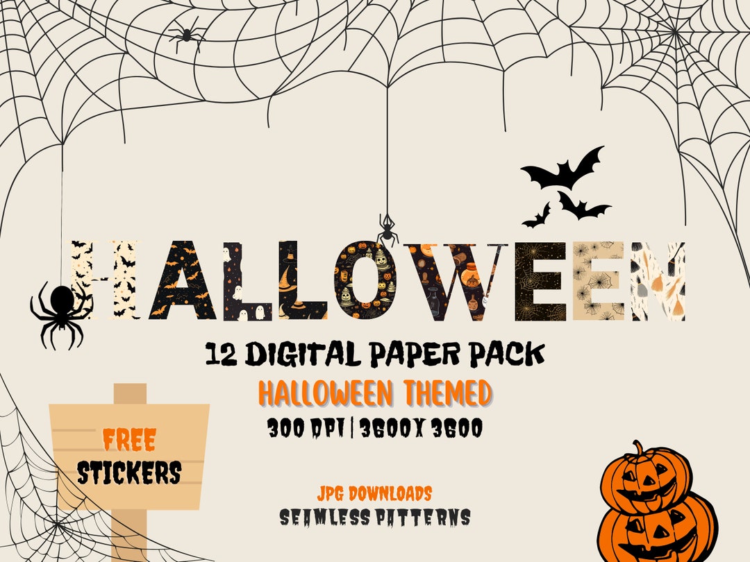 Halloween Themed Digital Seamless Pattern Pack - Etsy