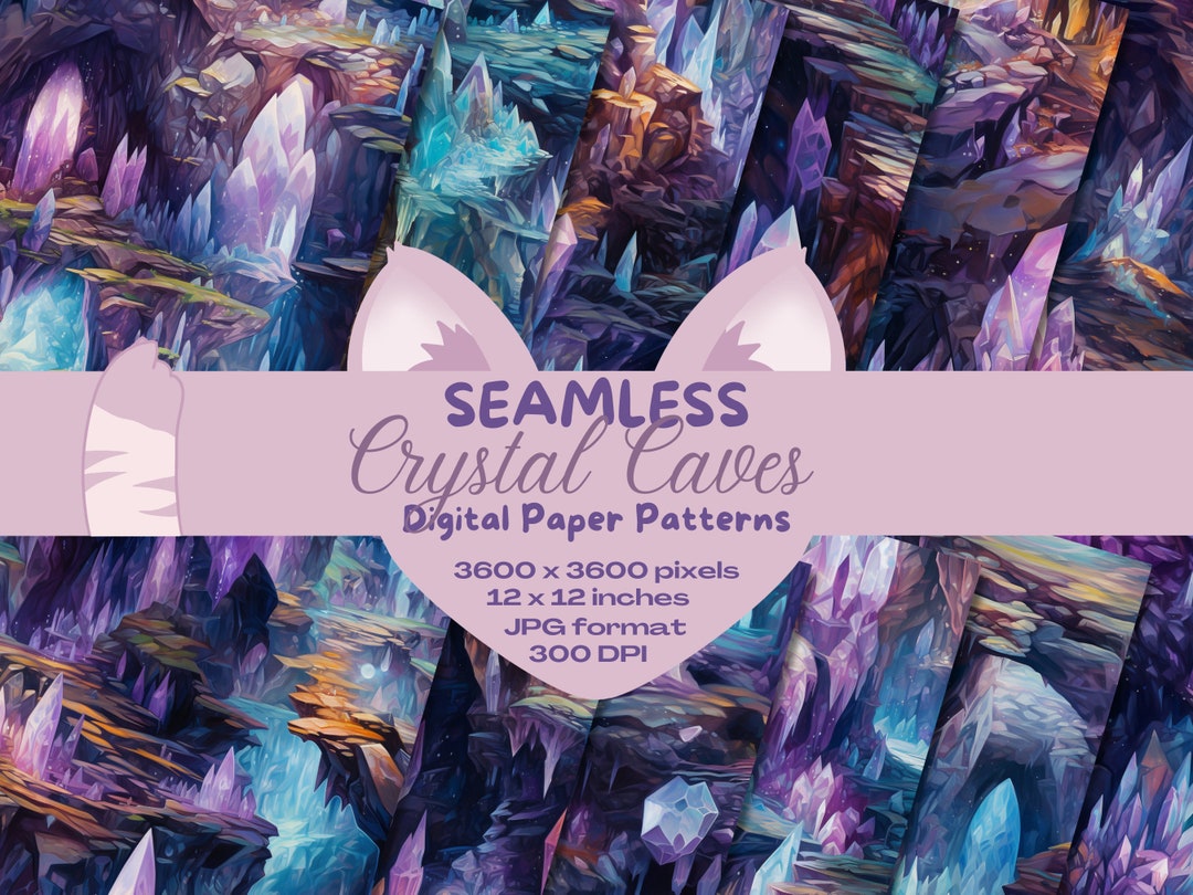 Fantasy Enchanting Crystal Caves Digital Seamless Paper Pattern Pack - Etsy