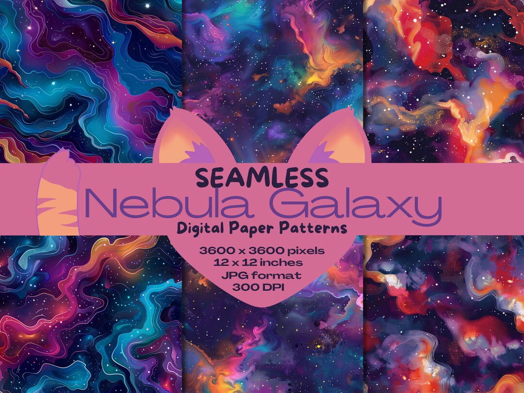 Nebula Galaxy Stars Digital Seamless Paper Pattern Pack - Etsy
