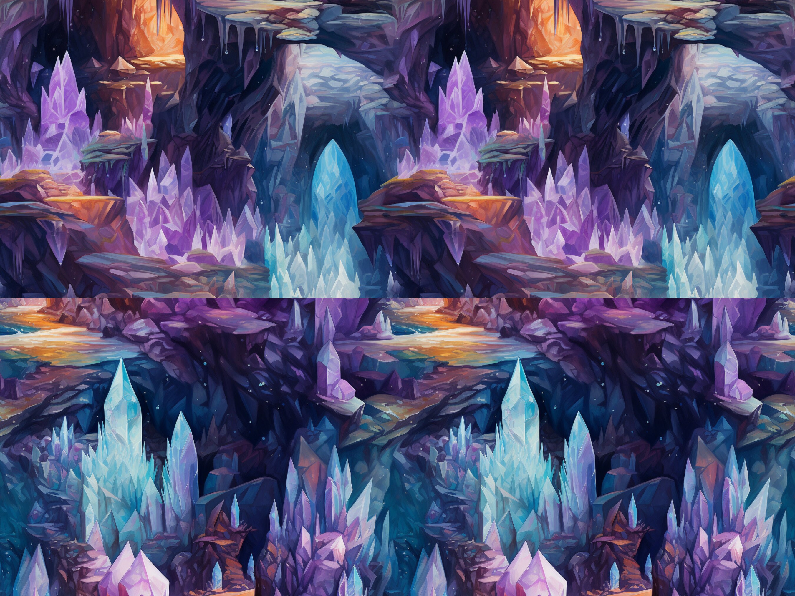 Fantasy Enchanting Crystal Caves Digital Seamless Paper Pattern Pack - Etsy