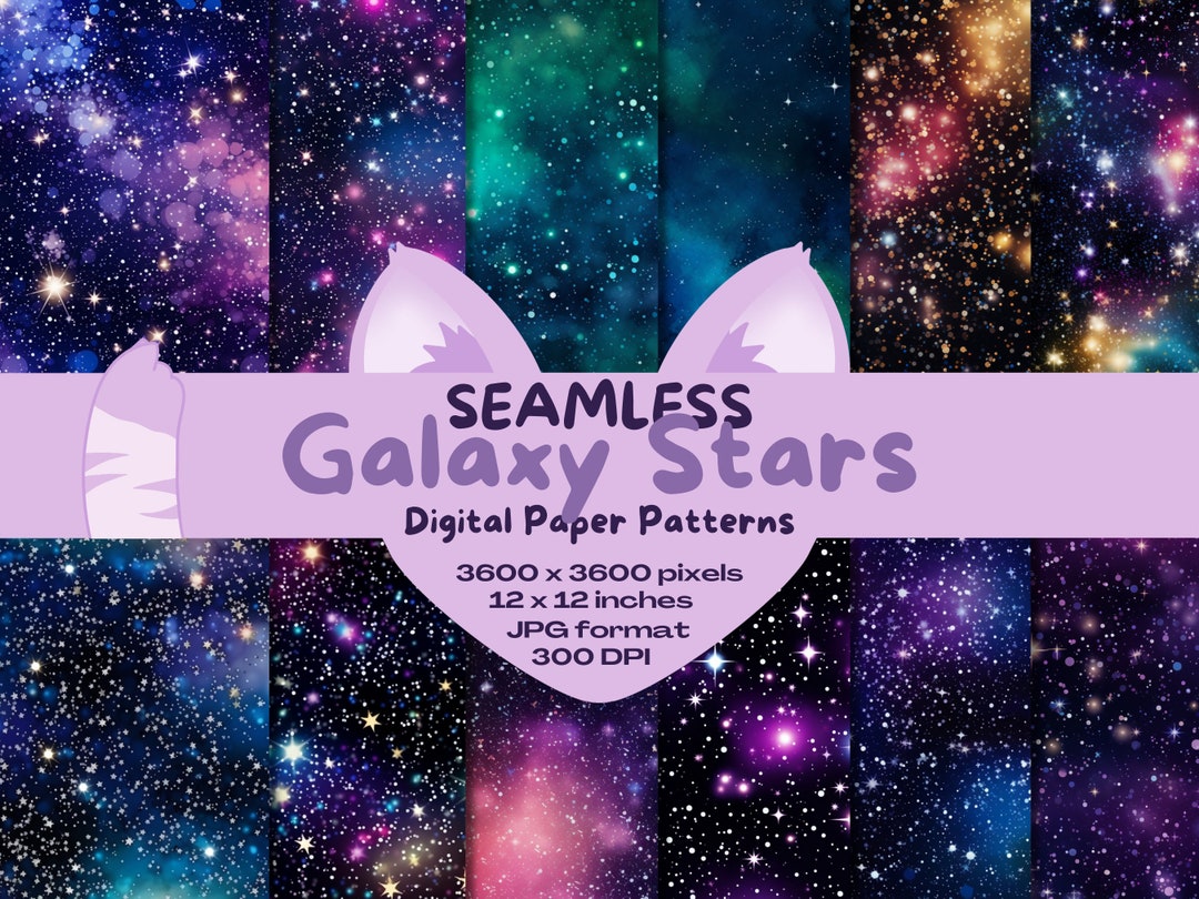 Galaxy Stars Sparkles Digital Seamless Paper Pattern Pack - Etsy