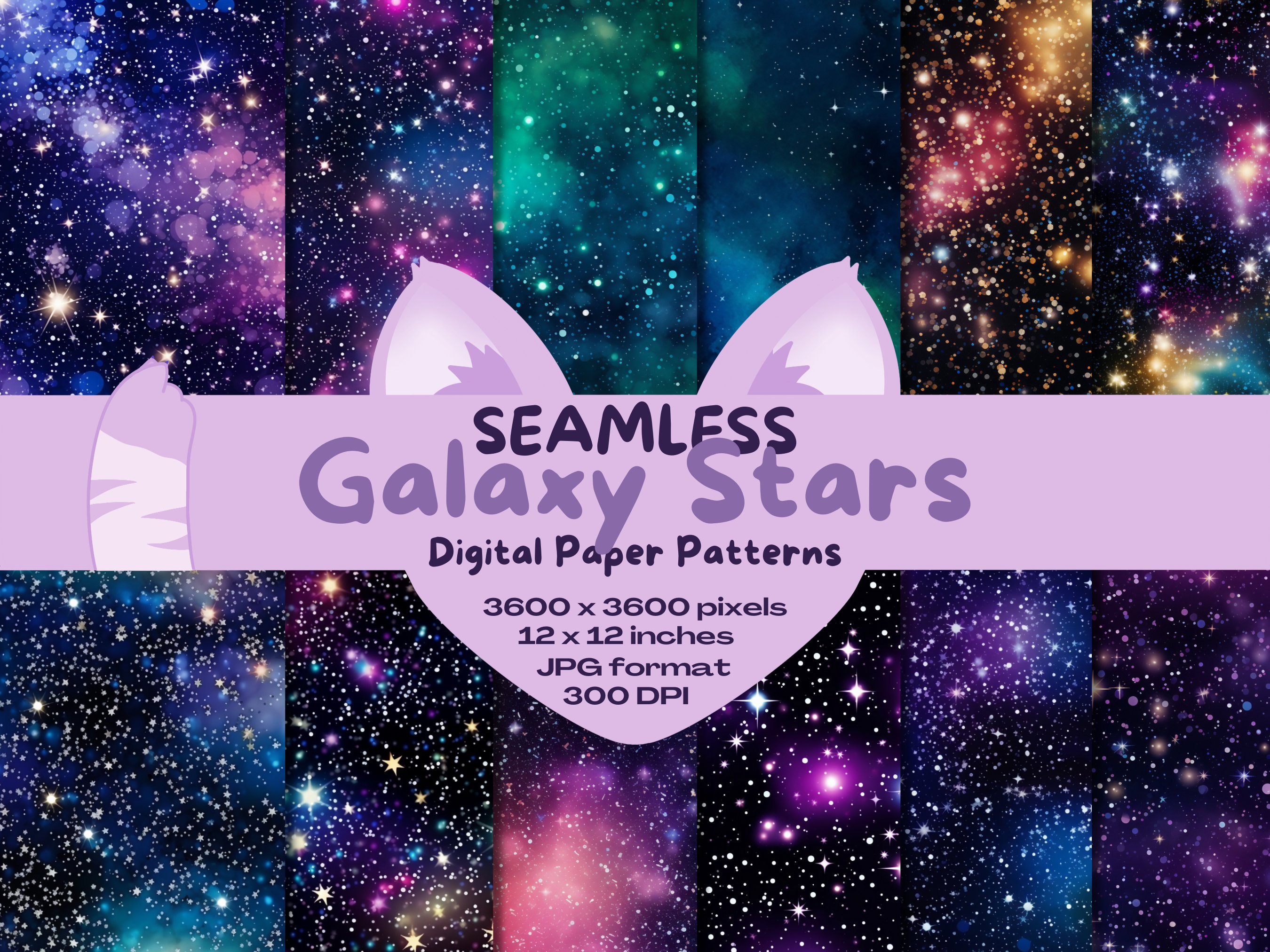 Galaxy Stars Sparkles Digital Seamless Paper Pattern Pack - Etsy