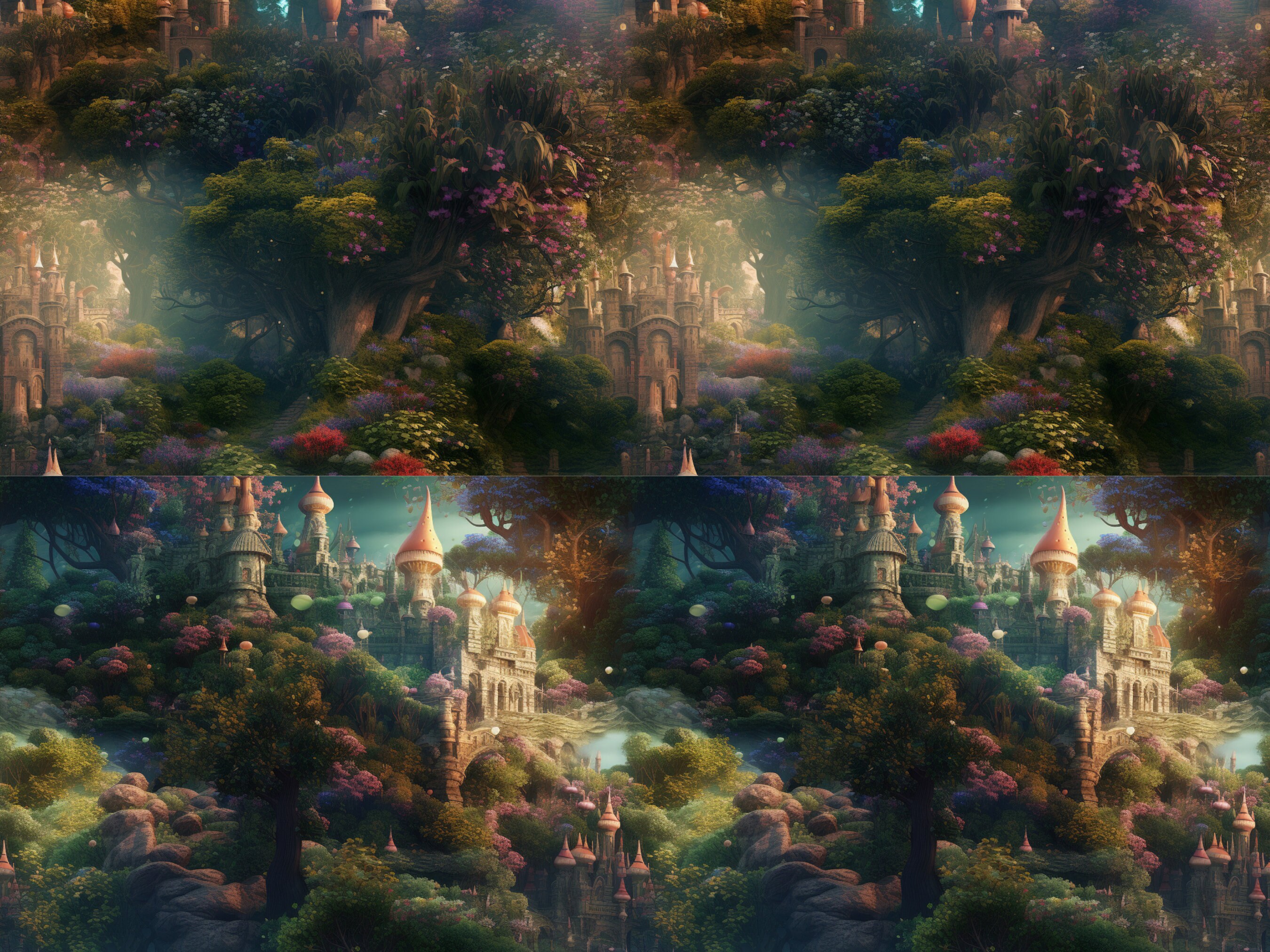 Fantasy Forest Castles Digital Seamless Paper Pattern Pack - Etsy